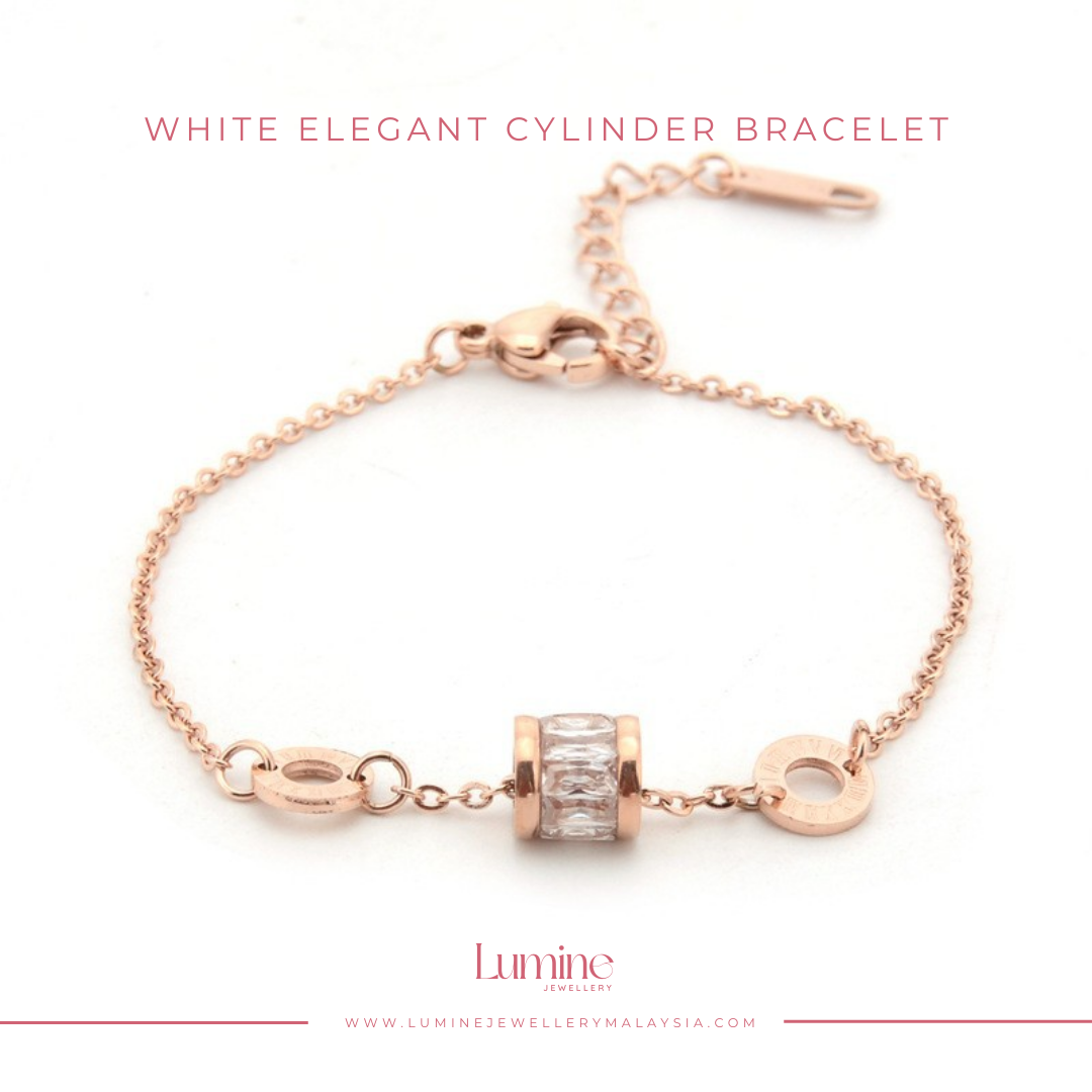 White Elegant Cylinder Bracelet (Harmony / Healthy / Purity) – Lumine ...
